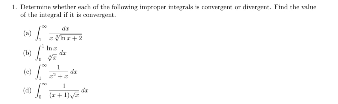 Solved Determine whether each of the following improper | Chegg.com