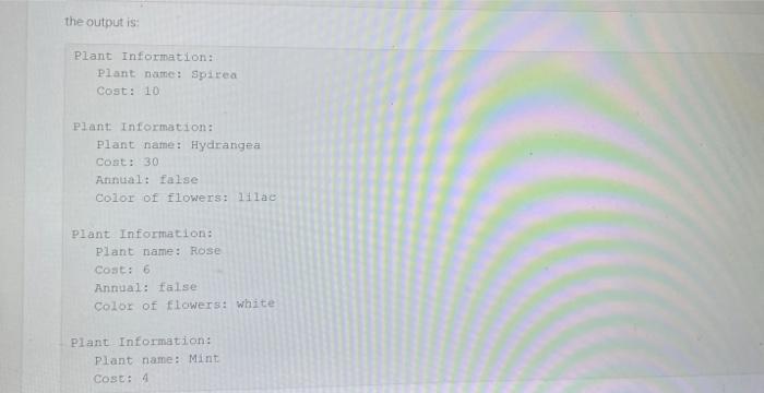 Solved 10.17 LAB: Plant information (ArrayList) Given a base | Chegg.com