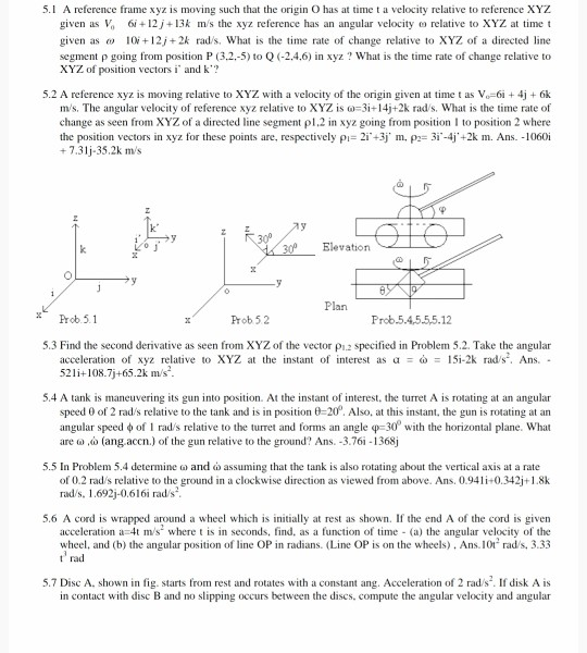 Solved 5.1 A reference frame xyz is moving such that the | Chegg.com