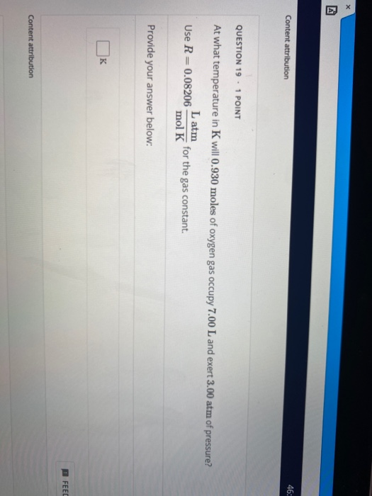 Solved Content attribution 46: QUESTION 19. 1 POINT At what | Chegg.com