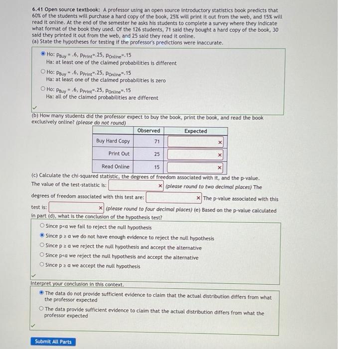 Solved 6.41 Open source textbook: A professor using an open | Chegg.com