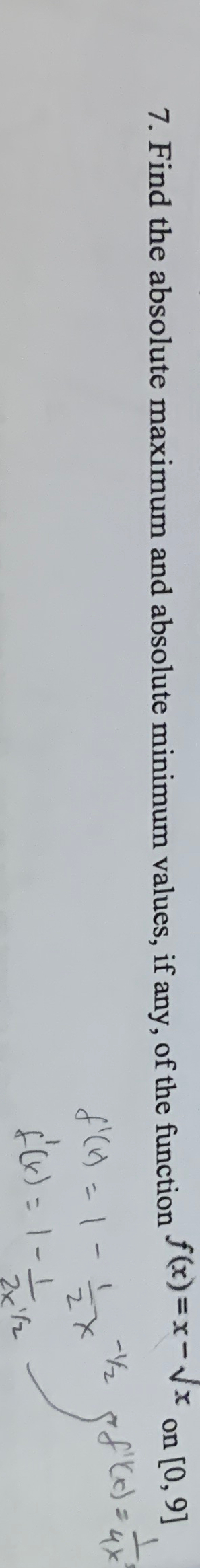 Solved Find the absolute maximum and absolute minimum | Chegg.com