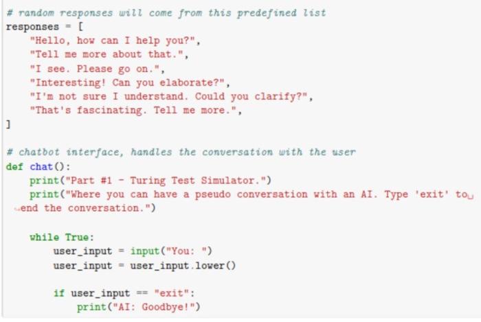 Solved \# random responses will come from this predefined | Chegg.com
