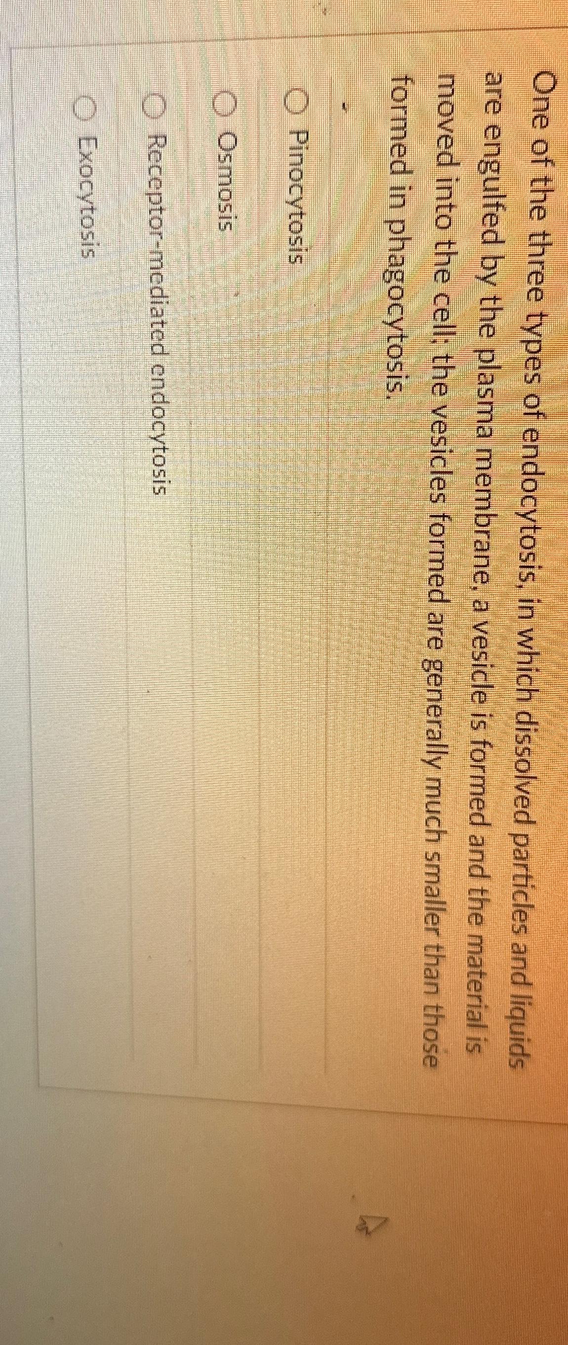 Solved One of the three types of endocytosis, in which | Chegg.com