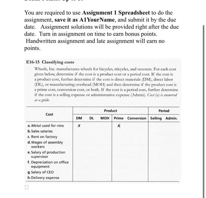 You are required to use Assignment 1 Spreadsheet to | Chegg.com