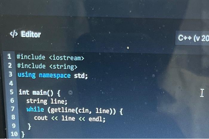 Solved Editor C++ (v 20 1 #include 2 #include 3 using | Chegg.com