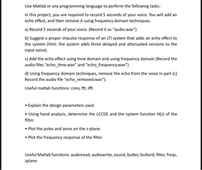 Solved Use Matlab or any programming language to perform the | Chegg.com