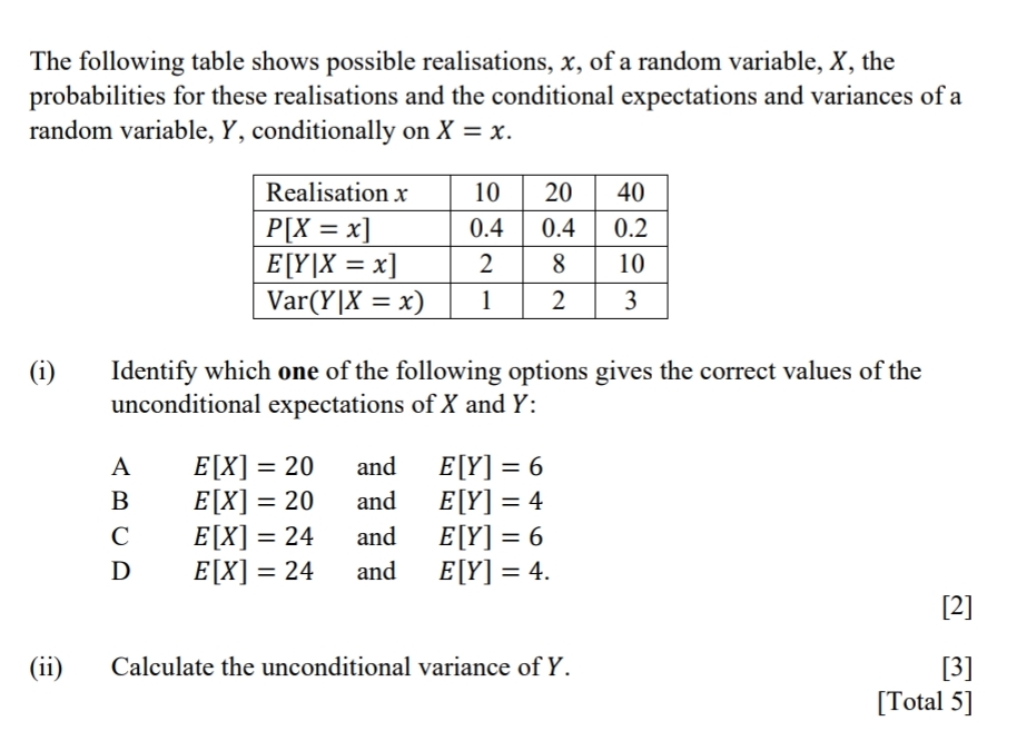 Solved The following table shows possible realisations, x, | Chegg.com