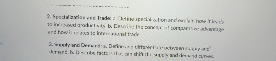 Solved Specialization and Trade: a. ﻿Define specialization | Chegg.com