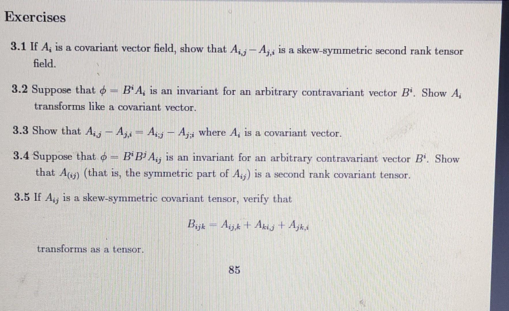Solved 3 1 If Ai Is A Covariant Vector Field Show That