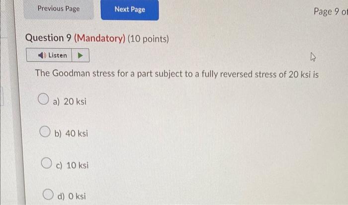 Solved Question 9 (Mandatory) (10 points) The Goodman stress | Chegg.com