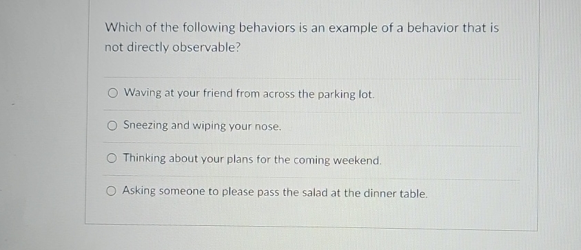 Solved Which of the following behaviors is an example of a | Chegg.com