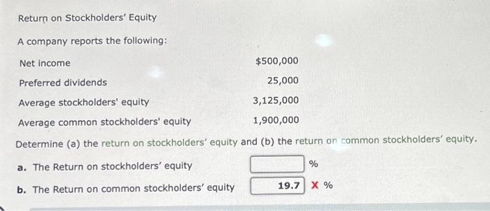 Solved Determine (a) the return on stockholders' equity and | Chegg.com