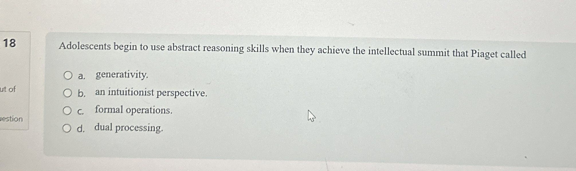 Solved Adolescents begin to use abstract reasoning skills | Chegg.com