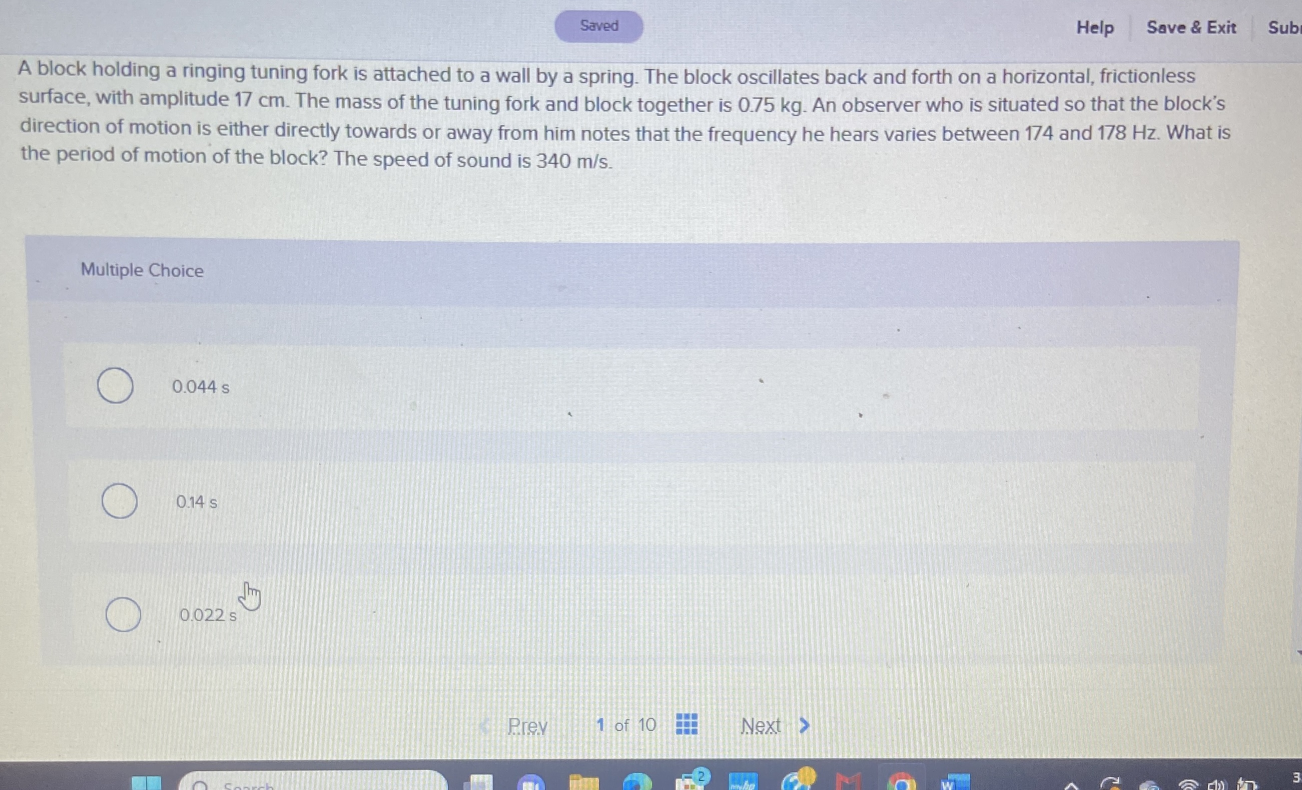 Solved A block holding a ringing tuning fork is attached to | Chegg.com