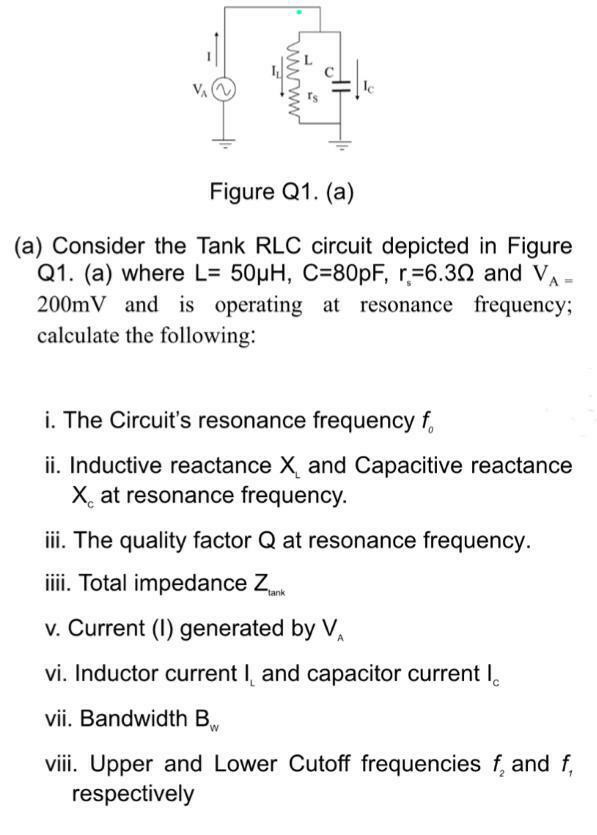 Solved ch ts Figure Q1. (a) (a) Consider the Tank RLC | Chegg.com
