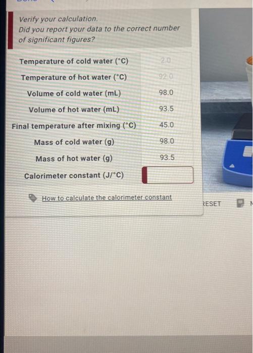 Solved Verify your calculation. Did you report your data to | Chegg.com