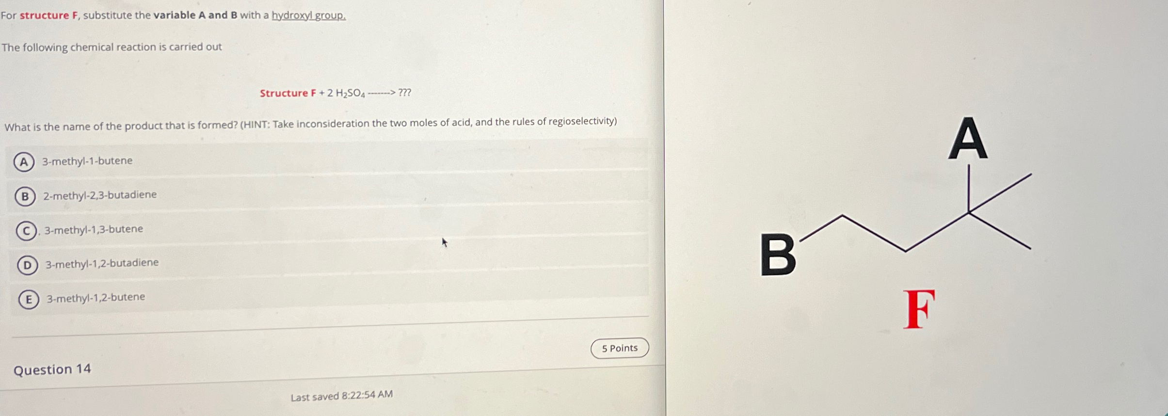 For structure F, ﻿substitute the variable A and B | Chegg.com