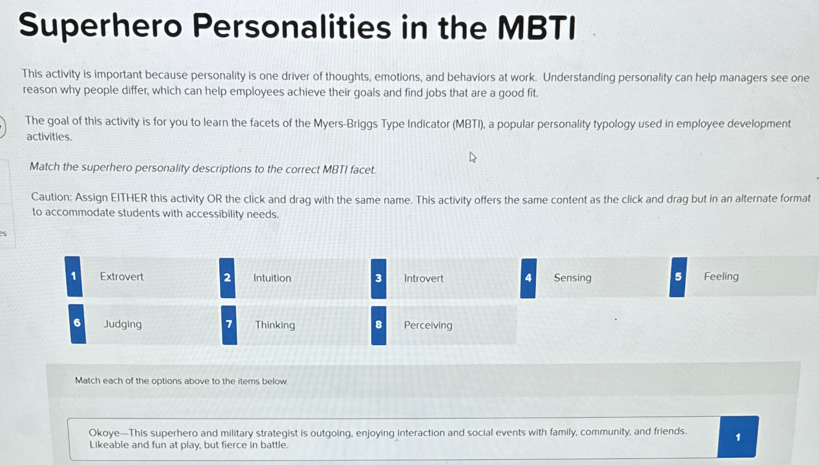 Solved Superhero Personalities in the MBTIThis activity is | Chegg.com