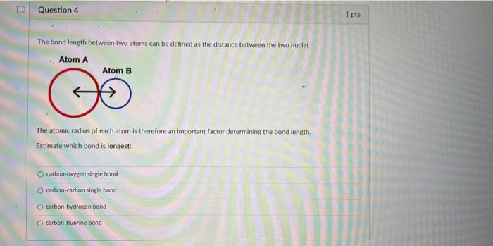 Solved The bond length between two atoms can be defined as | Chegg.com