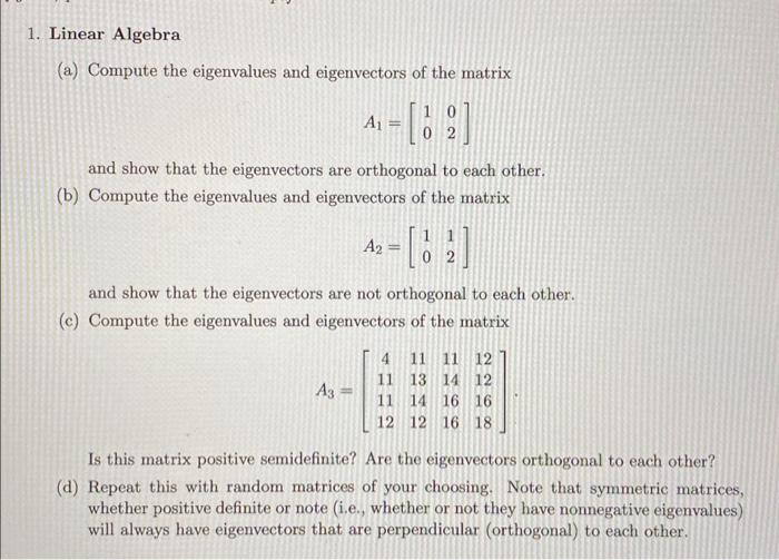 Solved (a) Compute the eigenvalues and eigenvectors of the | Chegg.com
