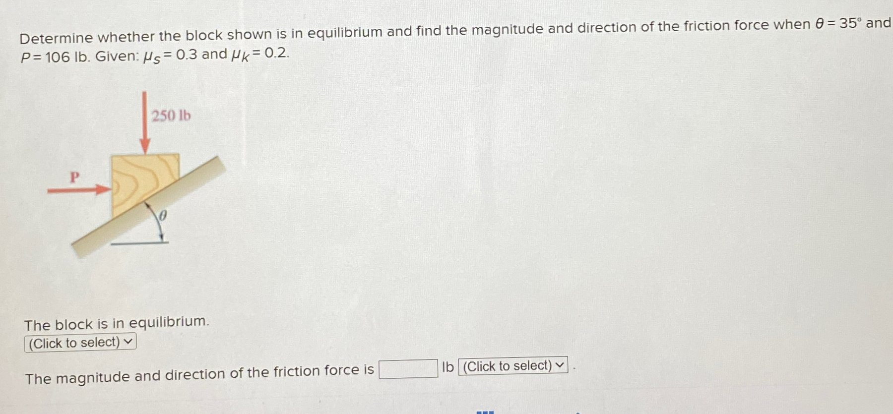 Solved Determine whether the block shown is in equilibrium | Chegg.com