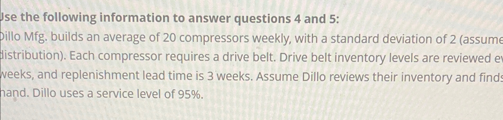Solved Jse the following information to answer questions 4 | Chegg.com