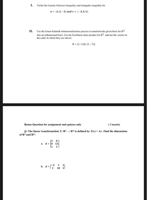 Solved 1. Verify the Cauchy-Schwarz Inequality and | Chegg.com