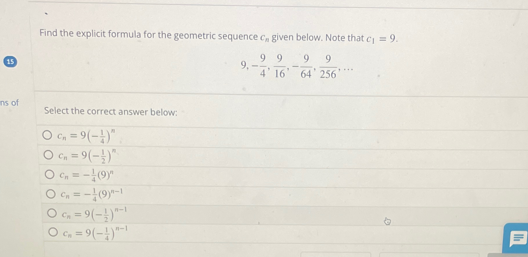 Solved Find the explicit formula for the geometric sequence | Chegg.com