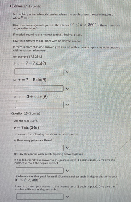 Solved Question 17 (15 points) For each equation below, | Chegg.com
