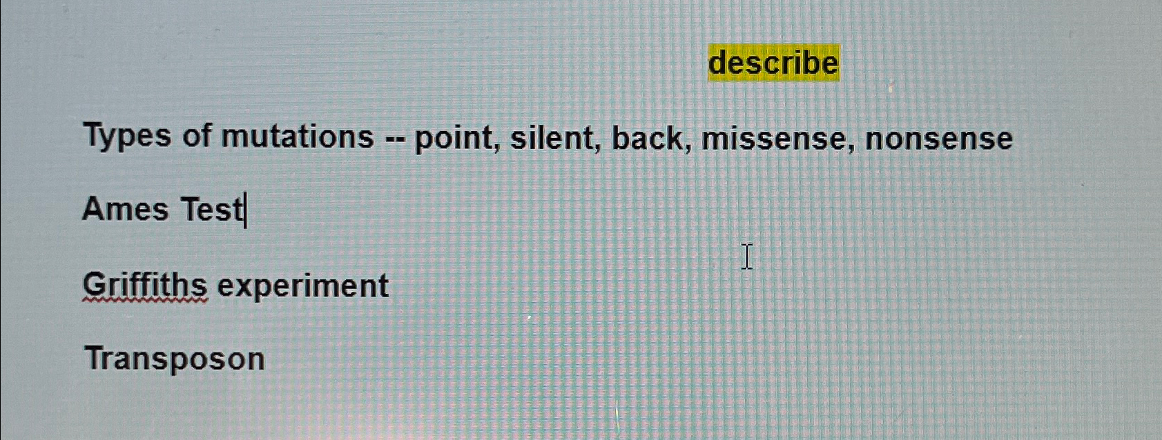 Solved describeTypes of mutations -- ﻿point, silent, back, | Chegg.com