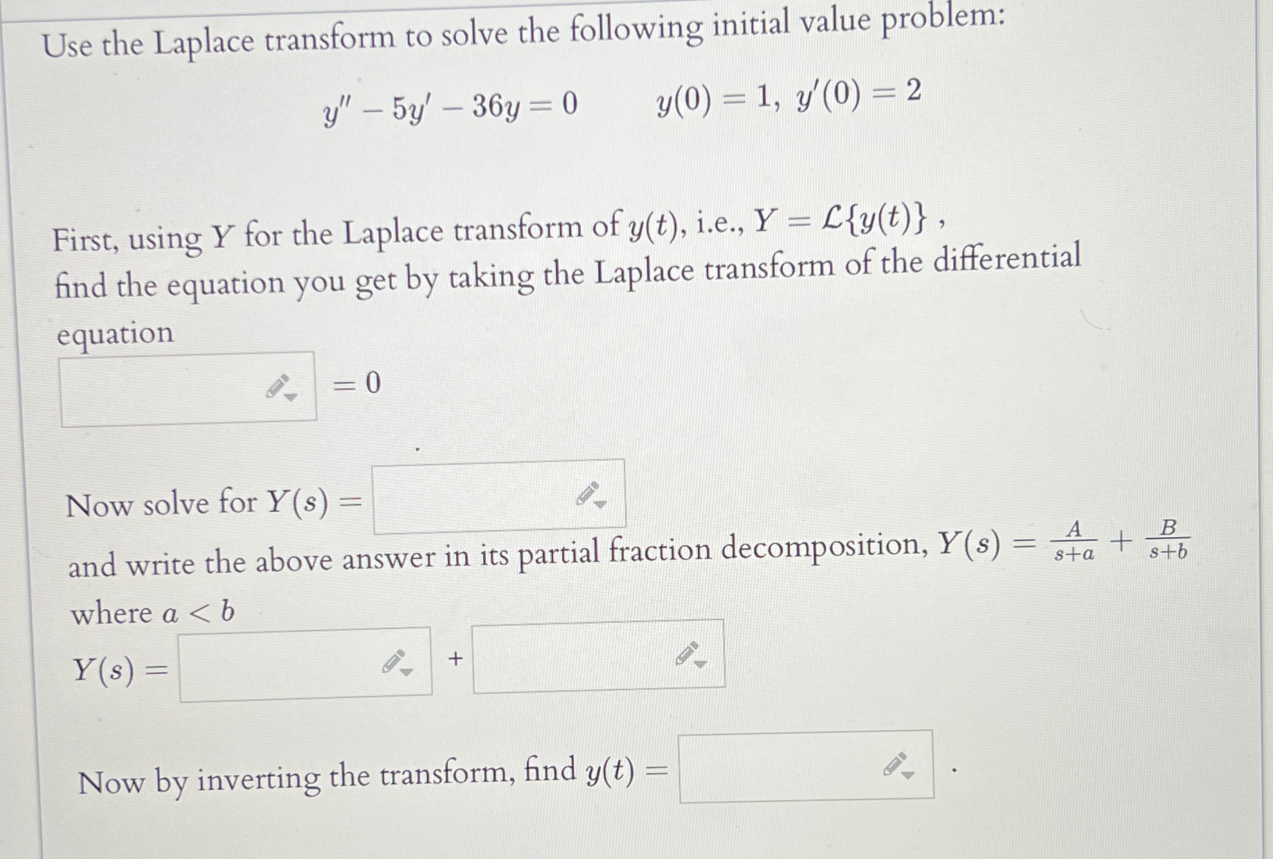 Solved Use the Laplace transform to solve the following | Chegg.com