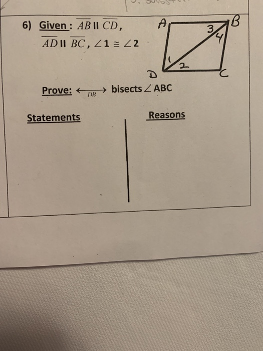 Solved Ar 6) Given : AB II CD, ADII BC, 21:22 Prove: bisects | Chegg.com