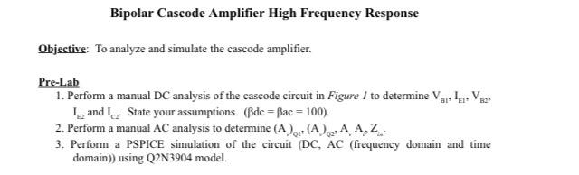 Bipolar Cascode Amplifier High Frequency Response | Chegg.com