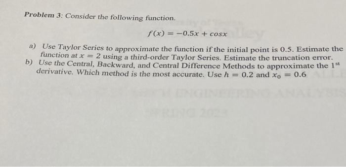 Solved Problem 3: Consider the following function. | Chegg.com