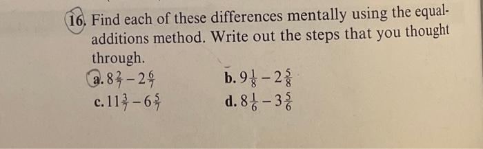 Solved 16. Find each of these differences mentally using the | Chegg.com
