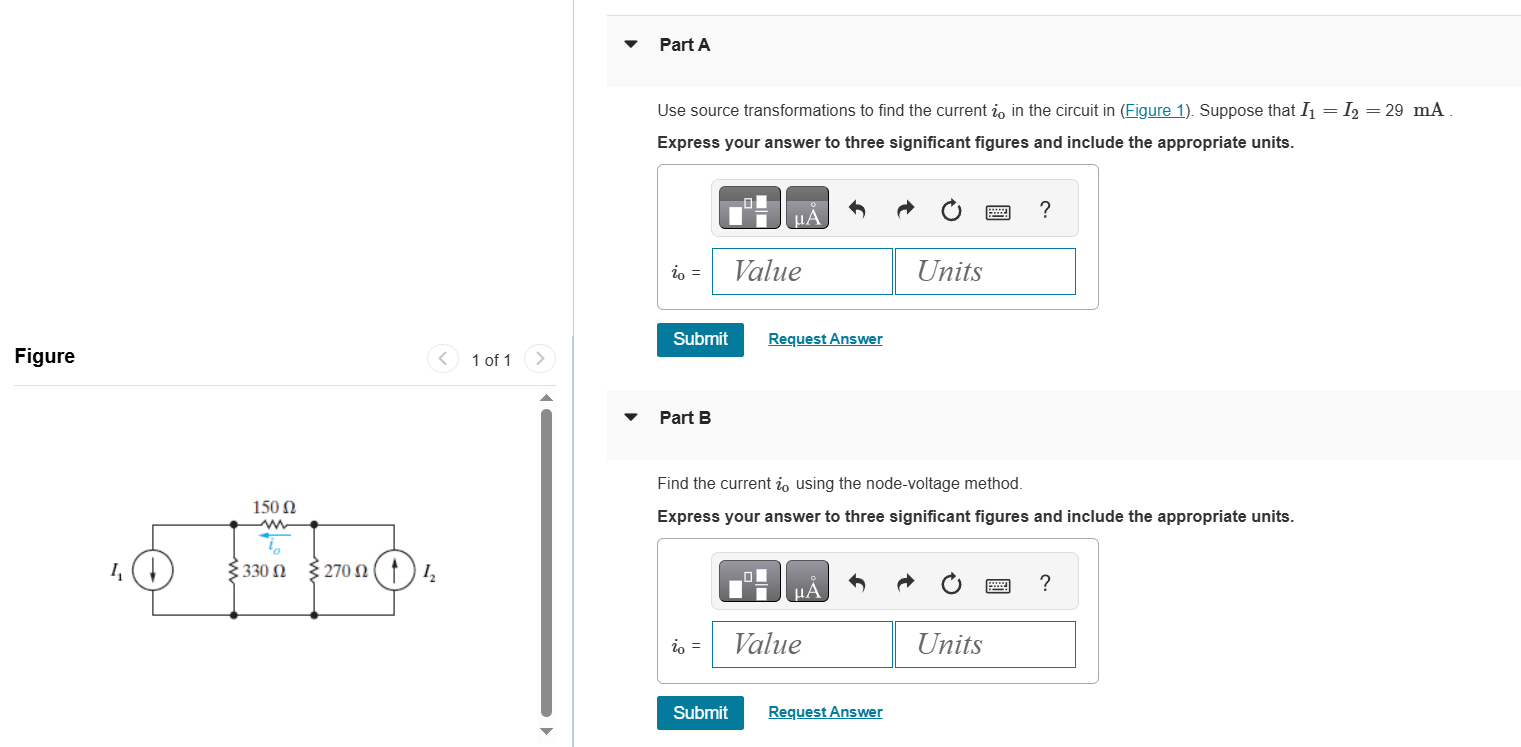 Solved Part AUse source transformations to ﻿find the current | Chegg.com