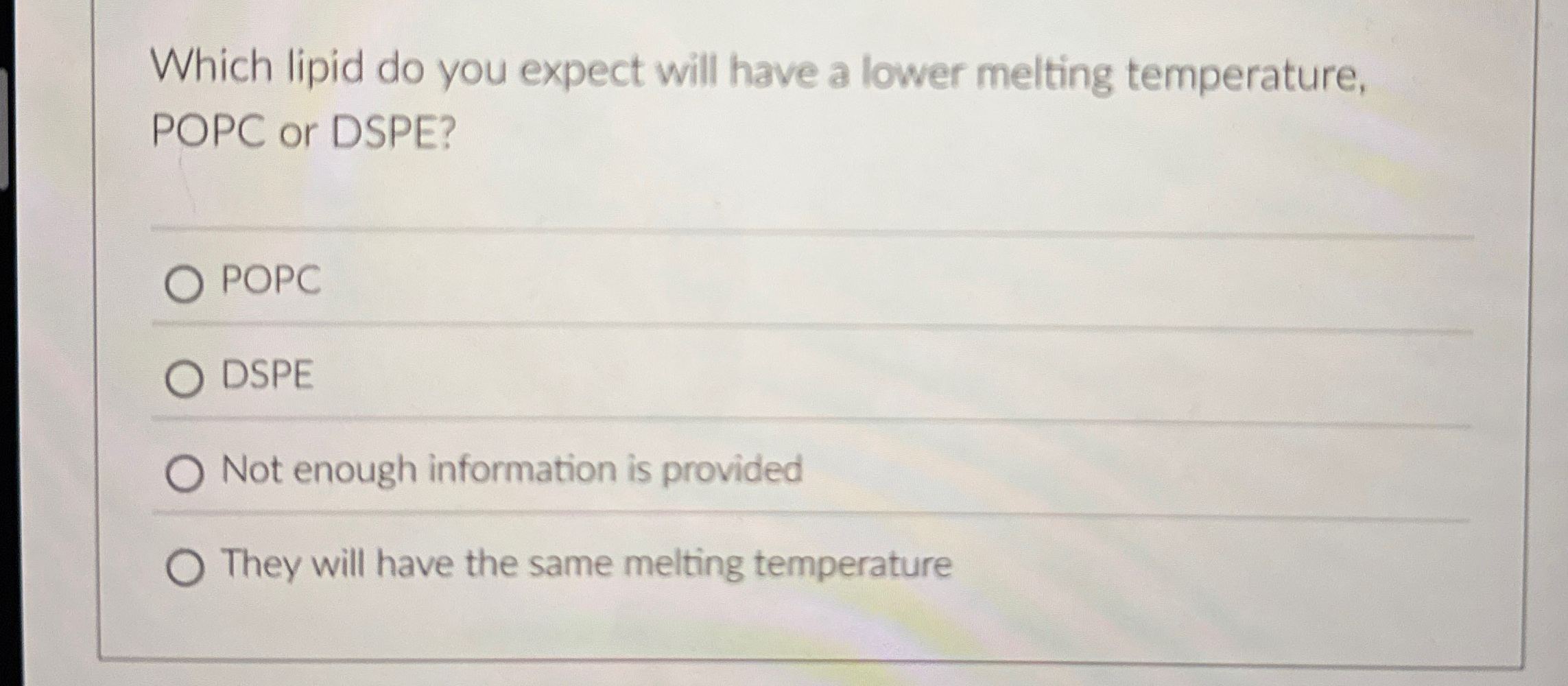 Solved Which lipid do you expect will have a lower melting | Chegg.com