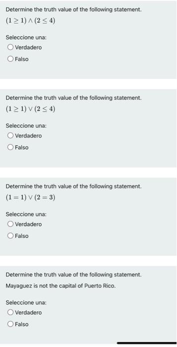 Solved Determine the truth value of the following statement. | Chegg.com