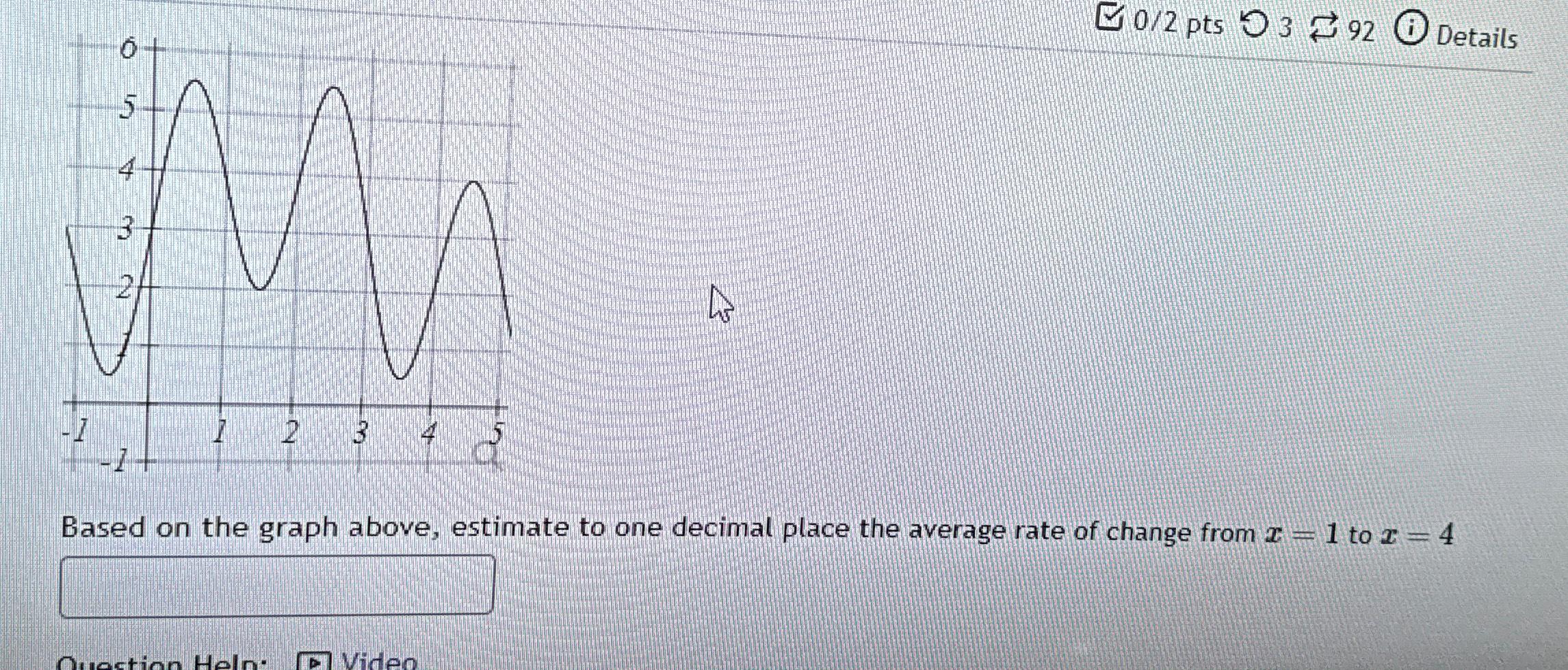 Solved Based on the graph above, estimate to one decimal | Chegg.com
