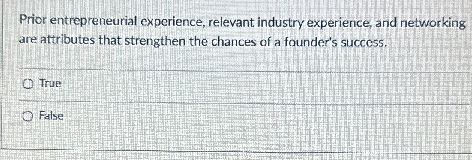 Solved Prior entrepreneurial experience, relevant industry | Chegg.com