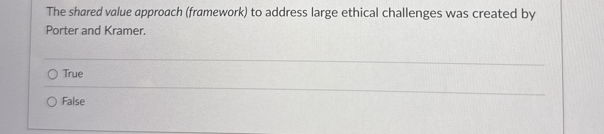 Solved The shared value approach (framework) ﻿to address | Chegg.com