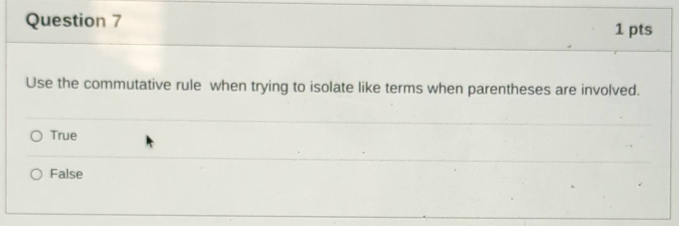 Solved Question 71ptsUse the commutative rule when trying to | Chegg.com