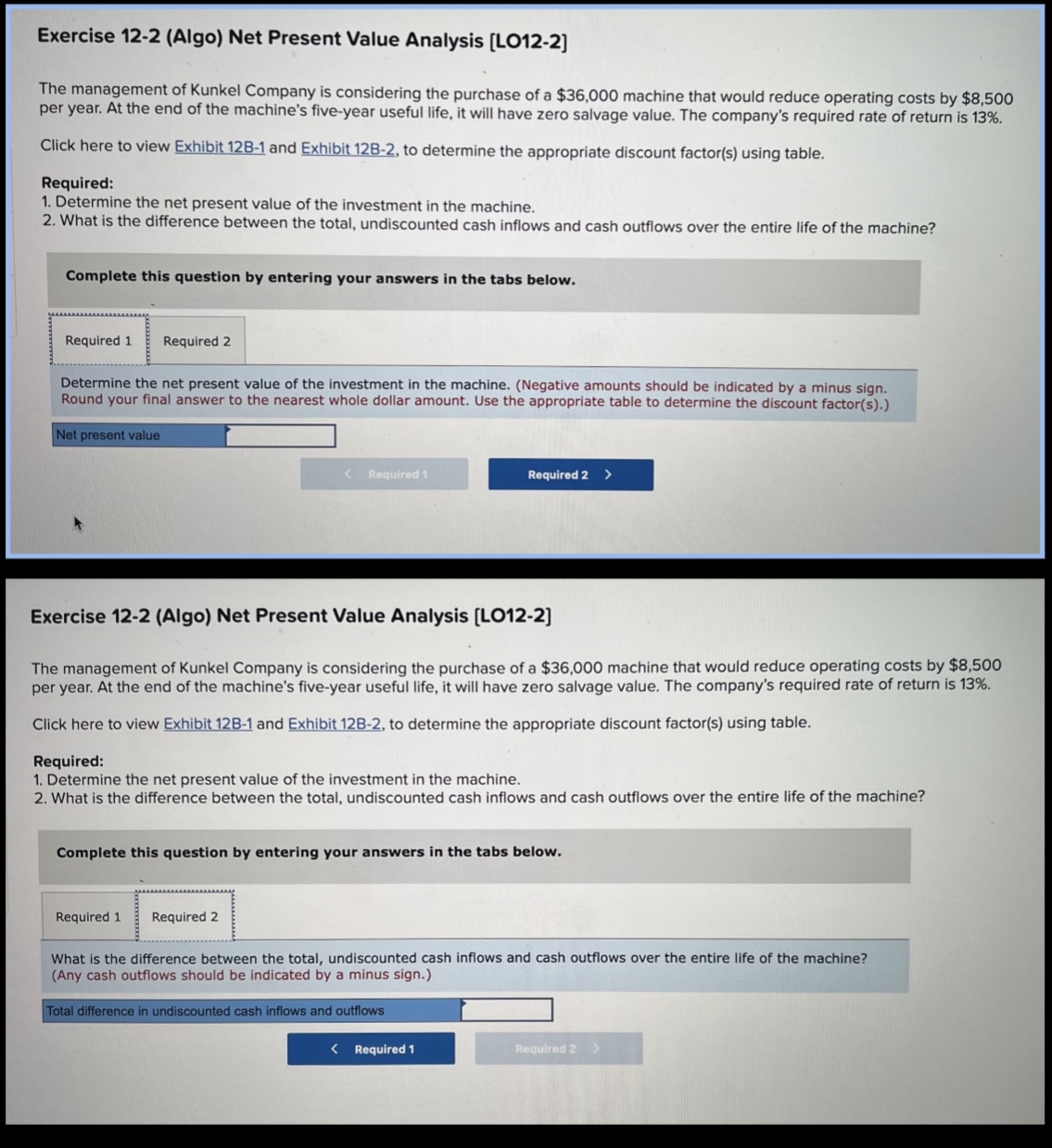 Solved Exercise 12-2 (Algo) ﻿Net Present Value Analysis | Chegg.com