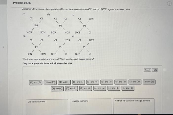 Solved Six Isomers For A Square Planar Palladium Ii Complex