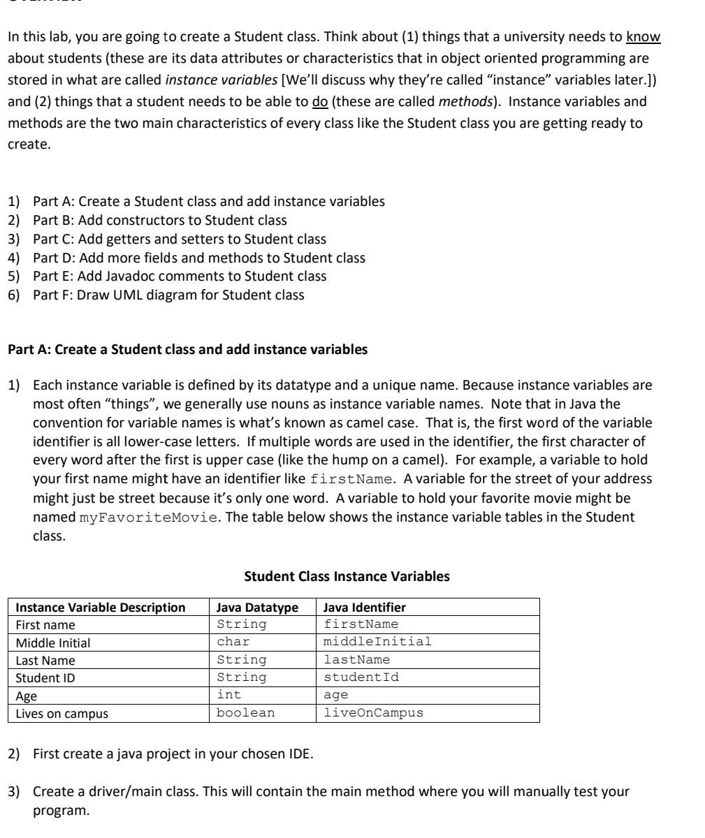 Solved In this lab, you are going to create a Student class. | Chegg.com