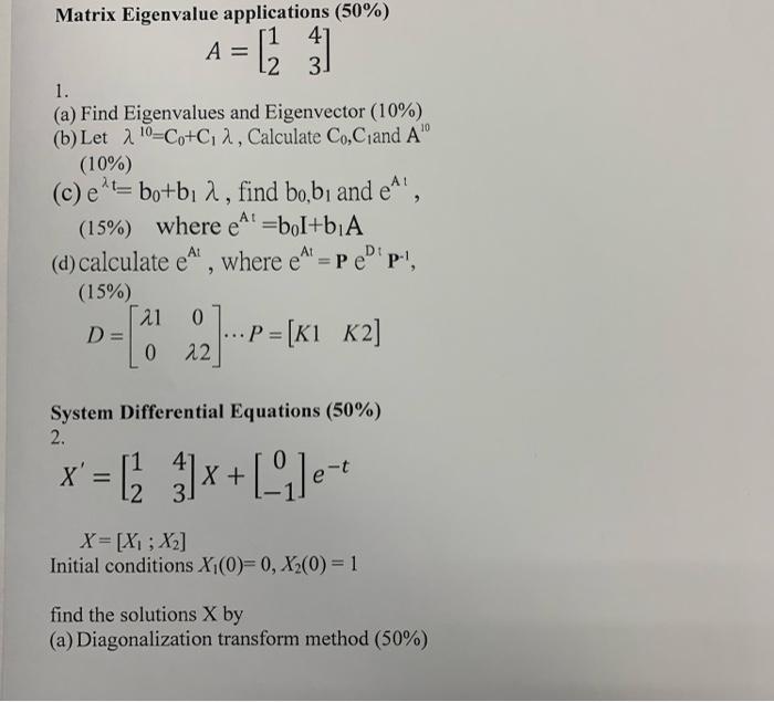 Solved [2 11 10 Matrix Eigenvalue Applications 50 A 3