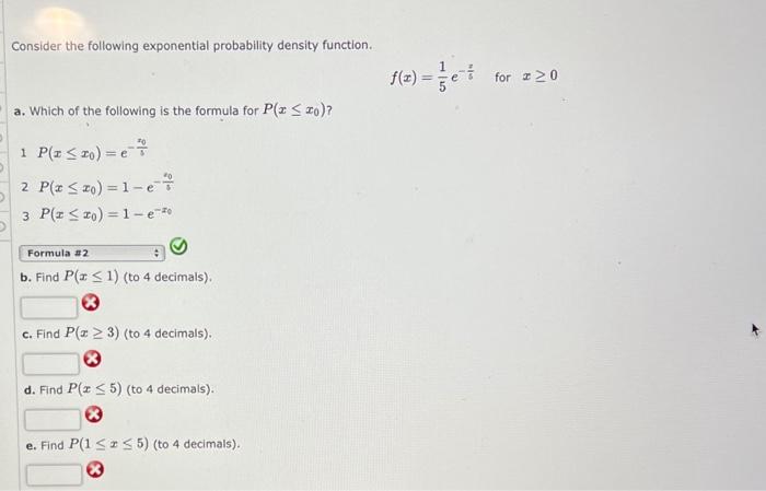 Solved Consider the following exponential probability | Chegg.com