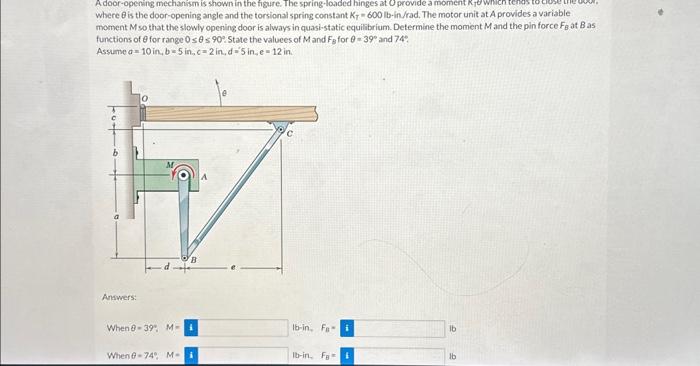Where θ is the door-opening angle and the torsional | Chegg.com