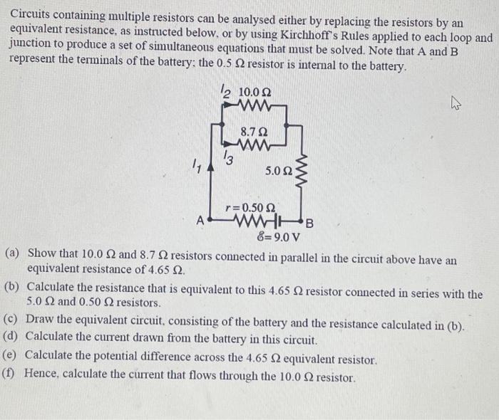 Solved Circuits containing multiple resistors can be | Chegg.com